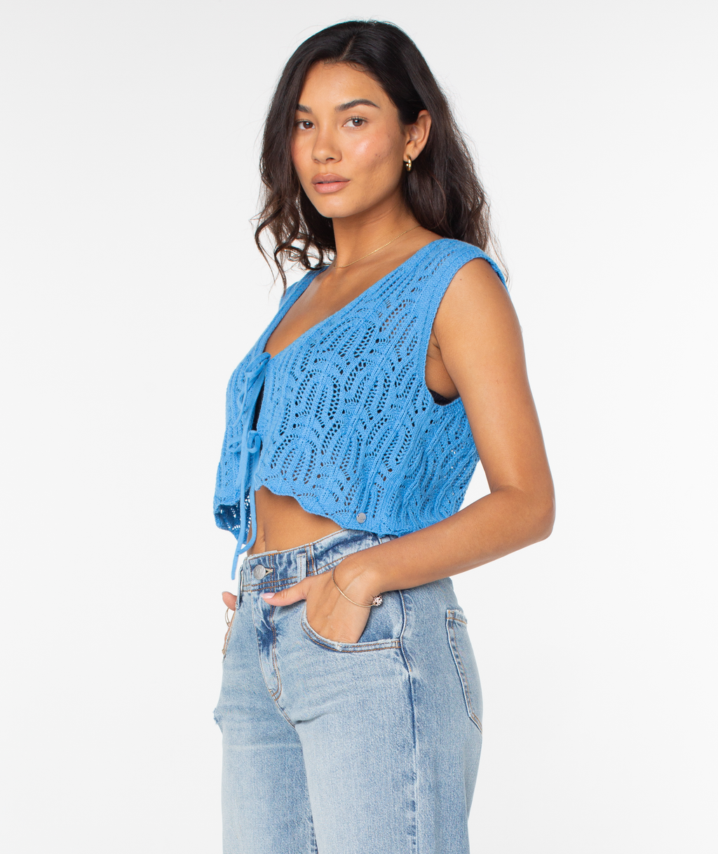 Beach Bound Crochet Vest Sweater - Roxy