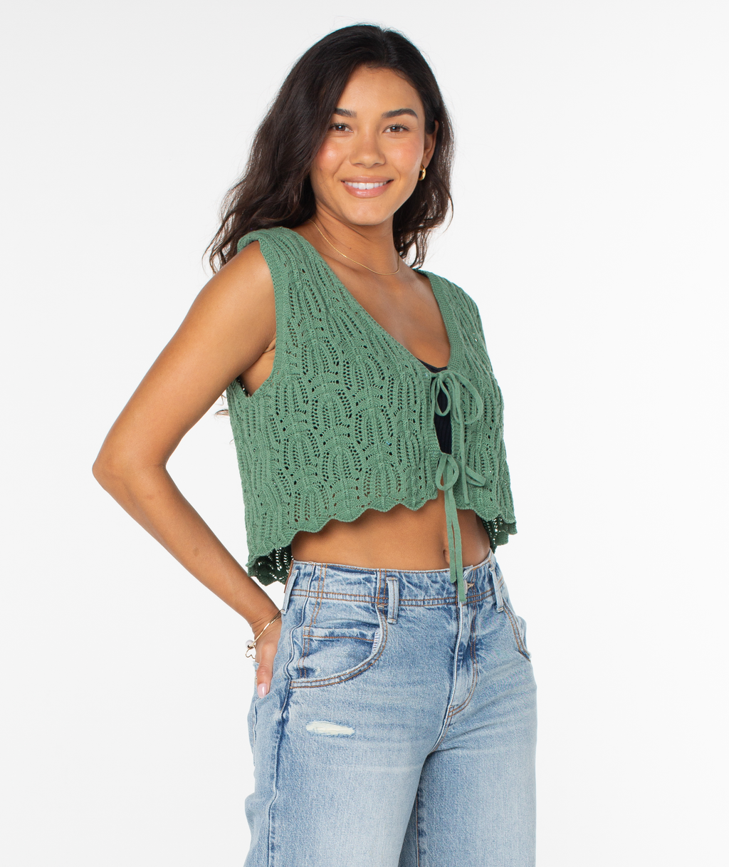 Beach Bound Crochet Vest Sweater - Roxy
