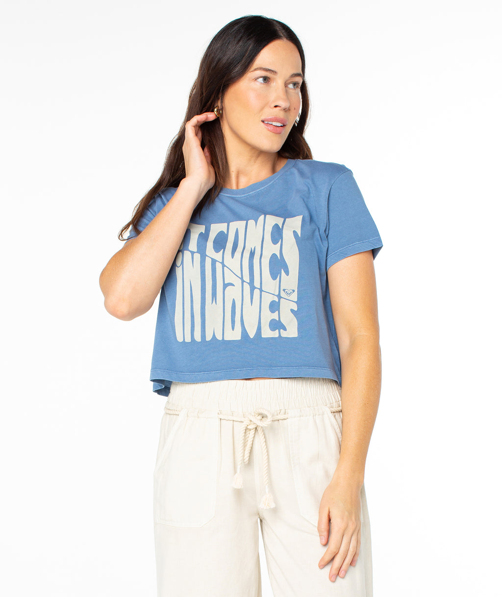Comes In Waves Cropped Boxy Tee - Roxy